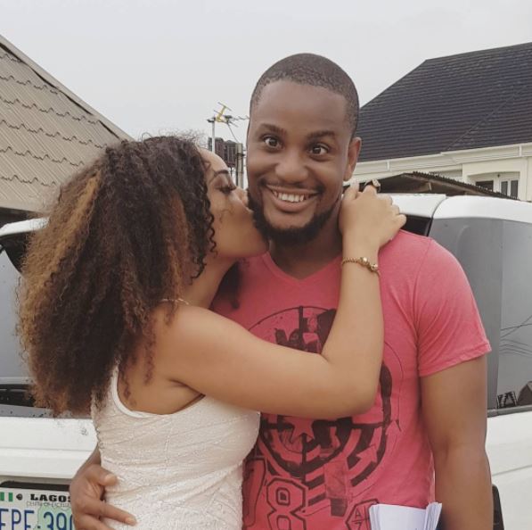 Nollywood Actress, Onyi Alex Romances Alex Ekubo on Set (Photo)